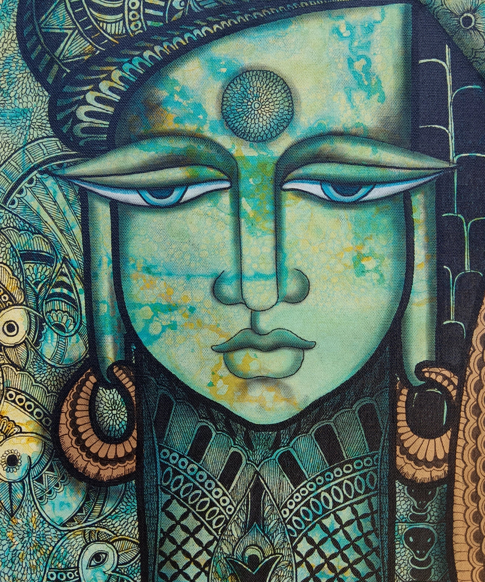 Buy Nandi Acrylic Painting On Canvas | Design Gaatha | DesignGaatha